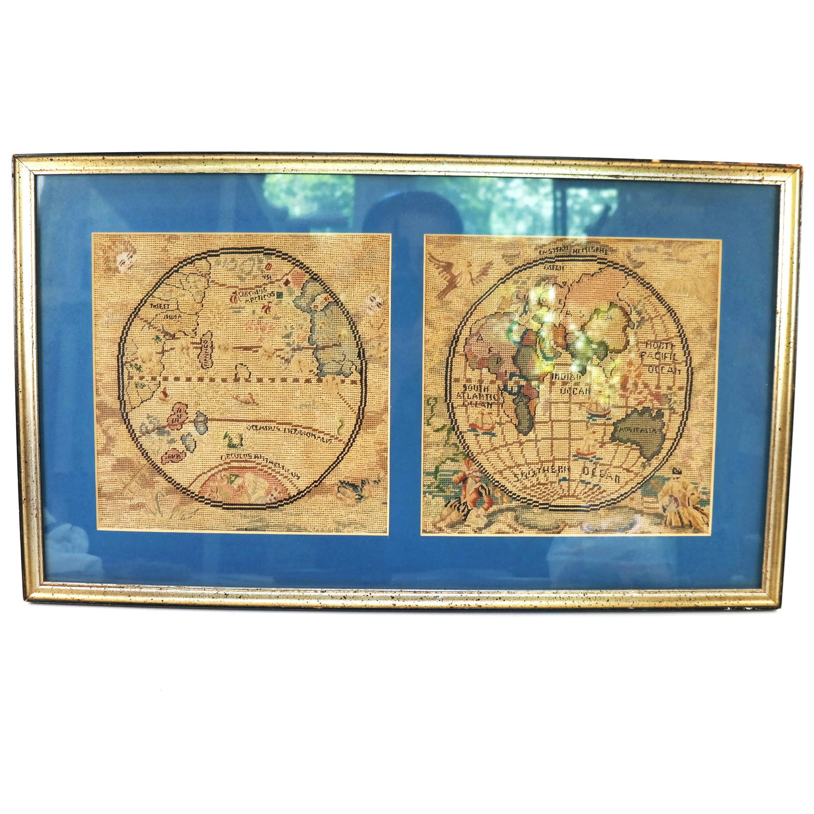 Vintage Needlepoint World Map Auction