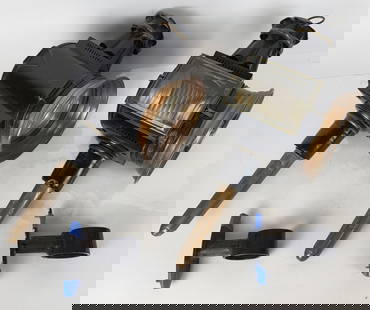 Pair Antique Hearse Coach Lamps