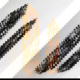 Set Of Two Glass Obelisks Auction