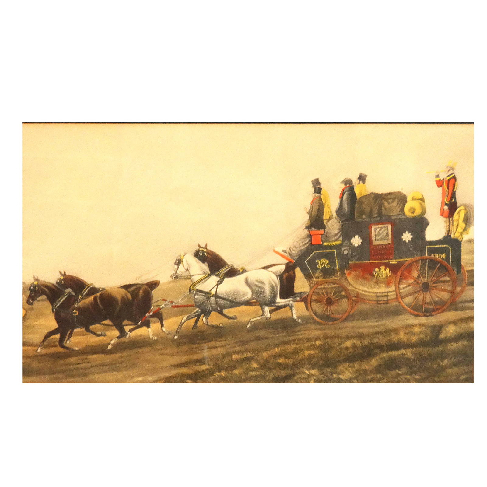 English Print Royal Coach - Hand-colored Lithograph Auction