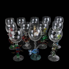 Enameled Venetian Glass Tea Set From Murano