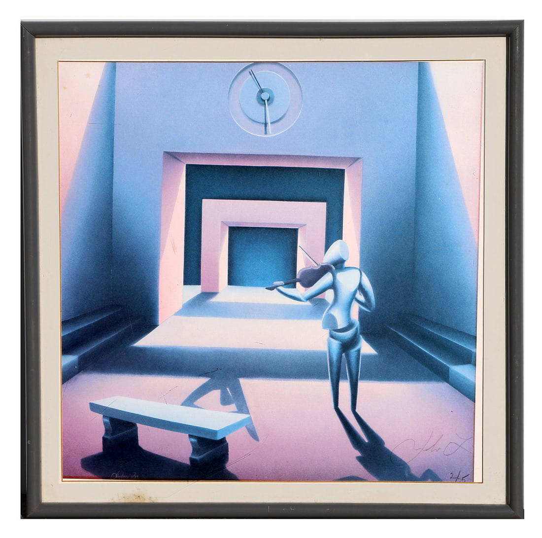 John Lindner: Abstract Violinist, Offset Litho Auction