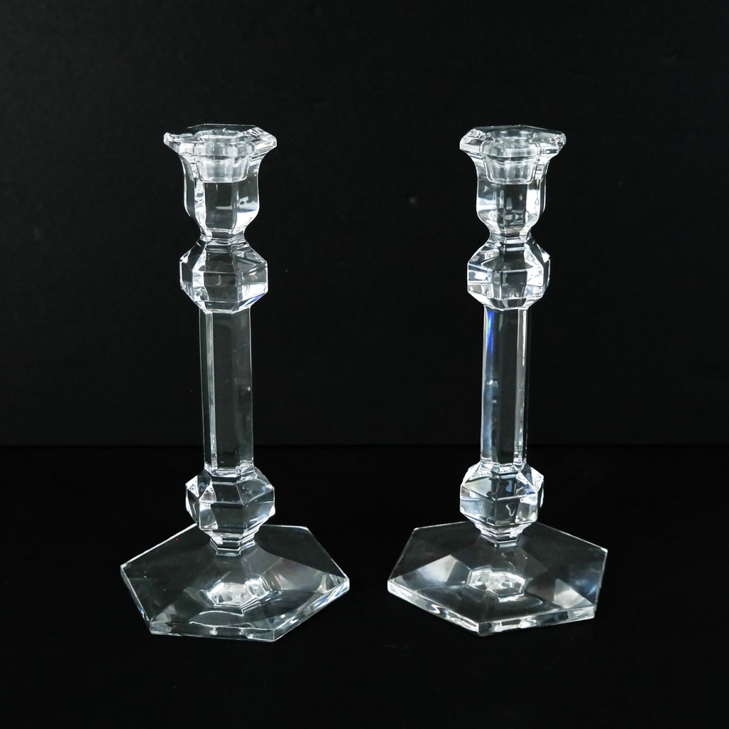 Pair Of Val St. Lambert Crystal Candlesticks Auction