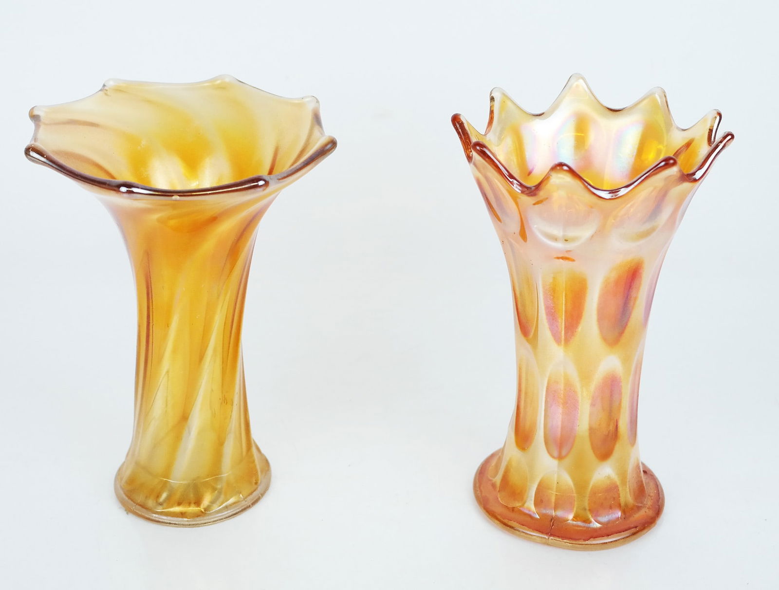 Two Carnival / Depression Glass Funeral Vases Auction