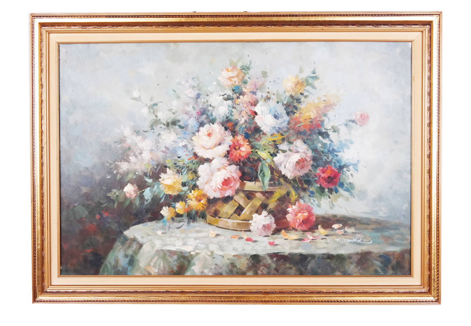 Signed T. Denver: Impressionist Floral Painting Auction