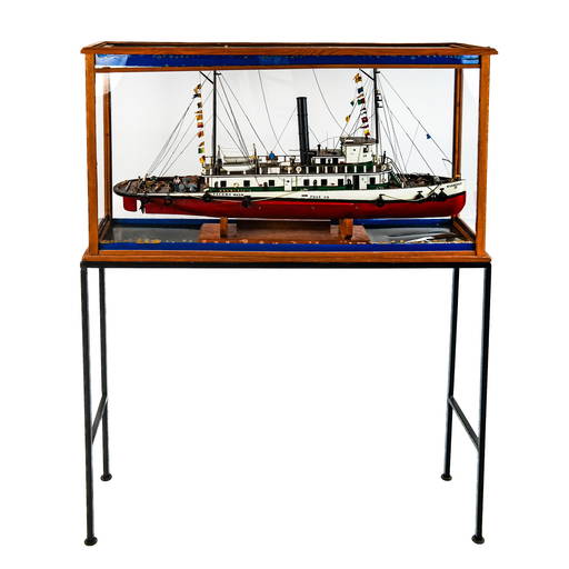 Cased Steamer Ship Model On Stand