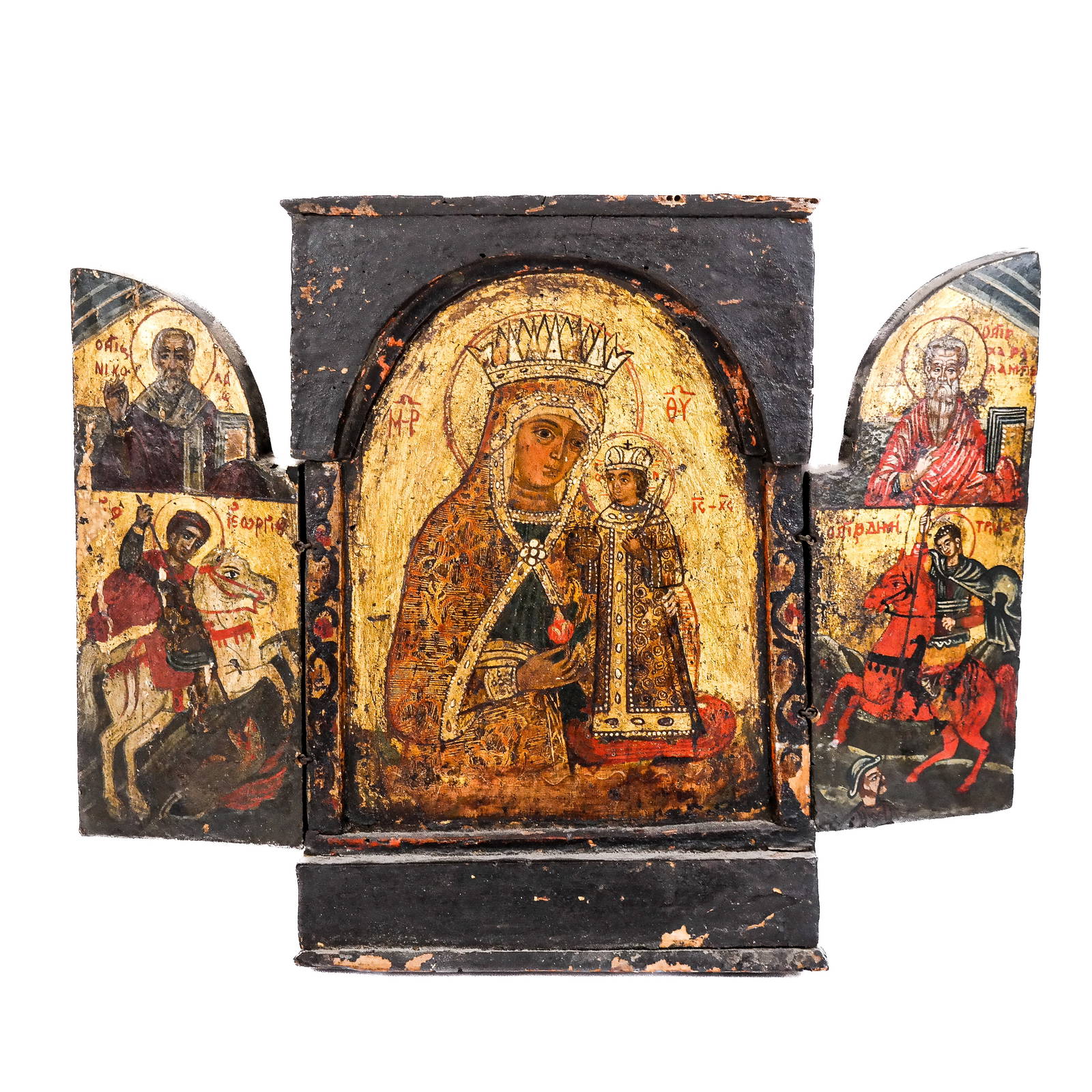 Antique Eastern Orthodox Triptych Travel Icon Auction