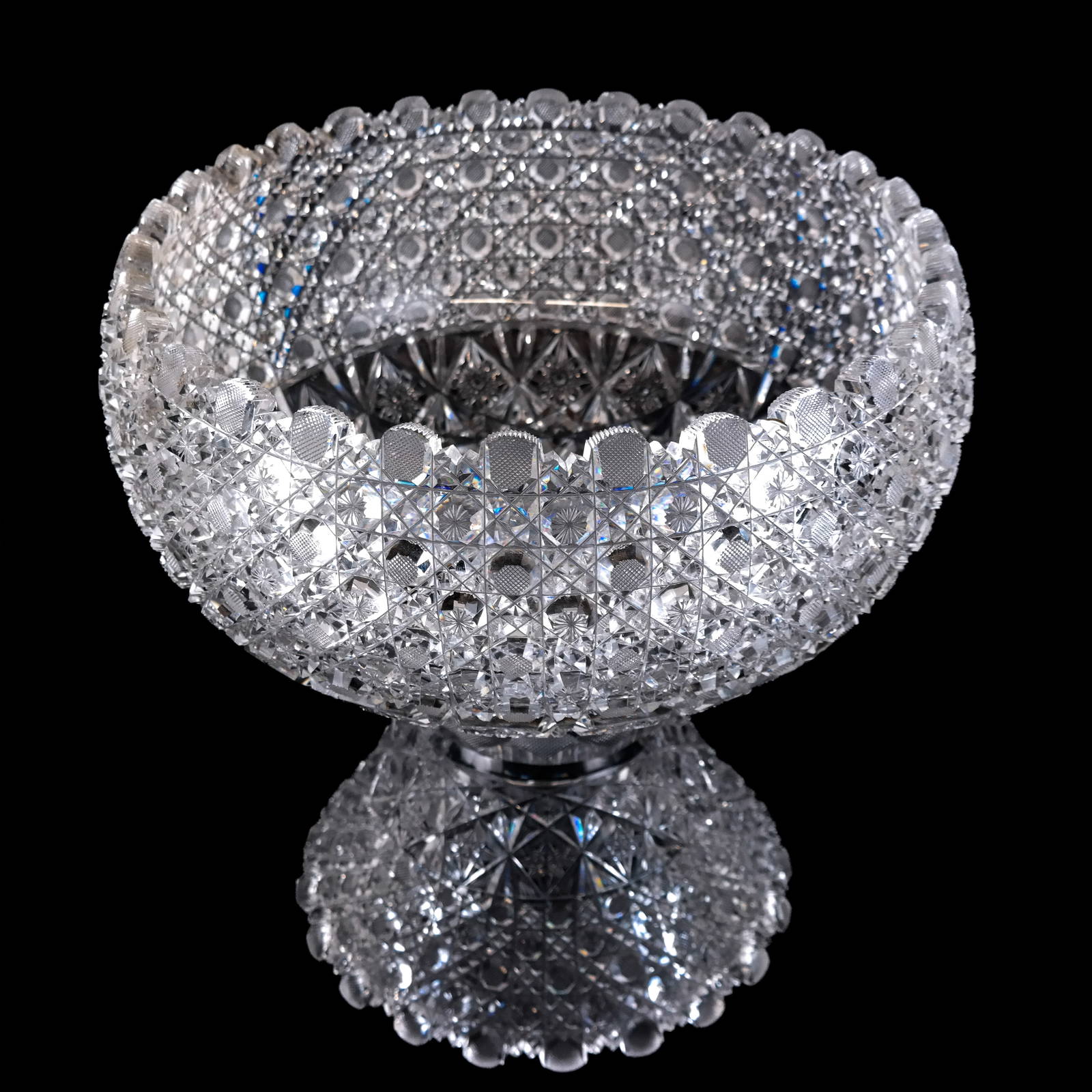 American Cut Glass Punch Bowl On Stand Auction