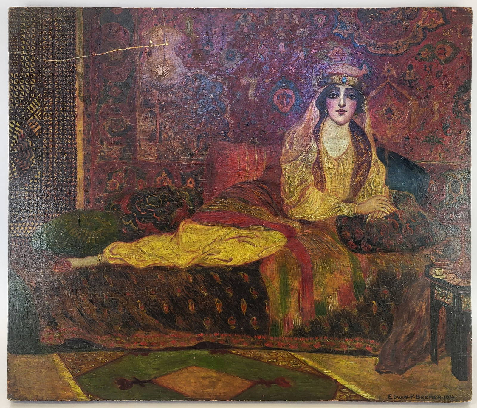 Edwin F. Beemer: Orientalist Interior Oil Painting Auction