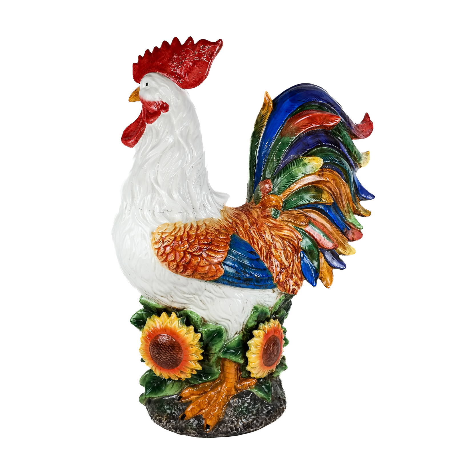 Large Porcelain Polychrome Figure, Cock / Rooster Auction