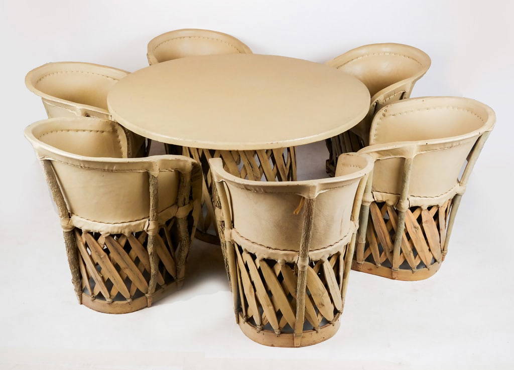 Mexican Equipale Table And Six Chairs Auction
