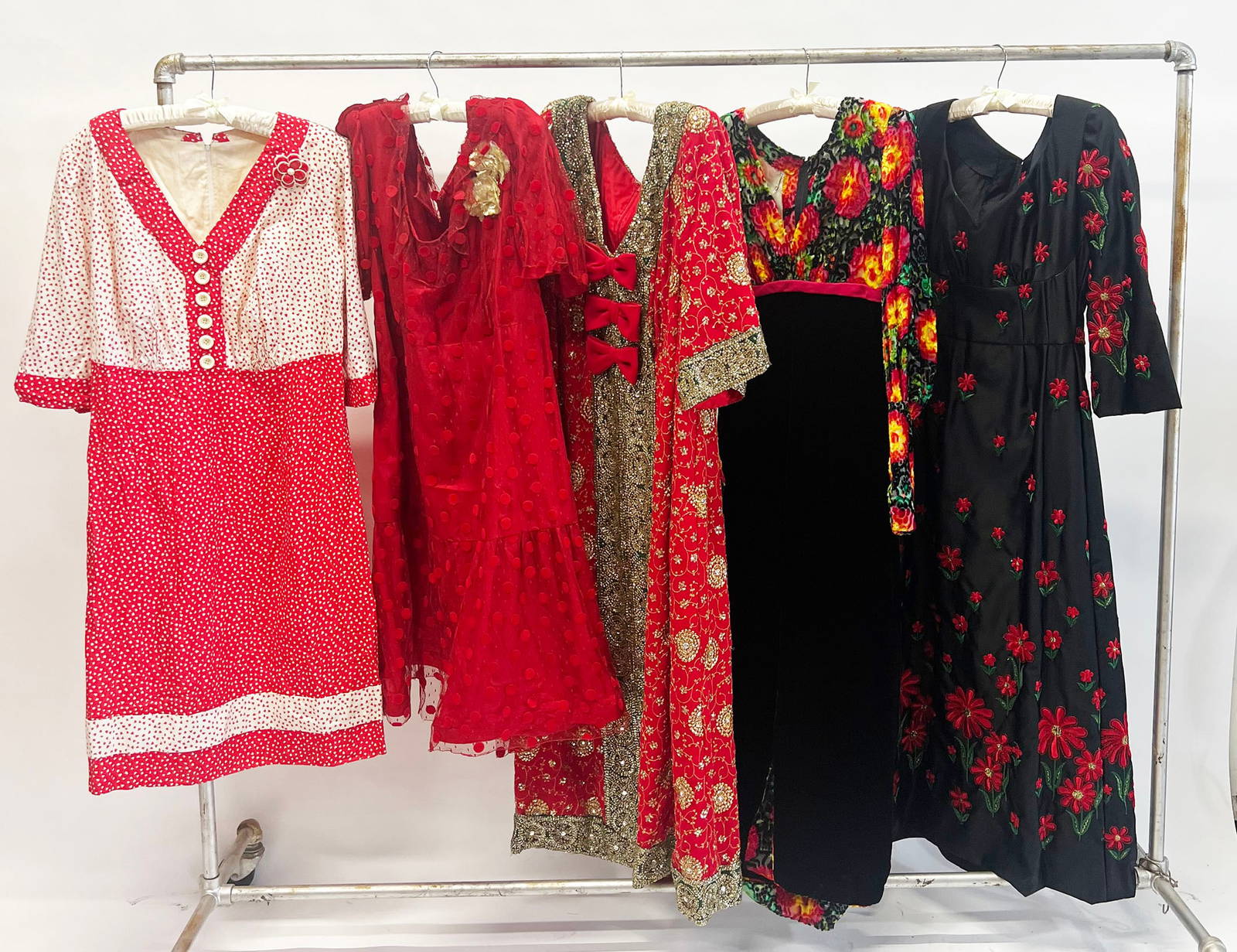 Group Of 5 Custom Vintage Embellished Dresses Auction