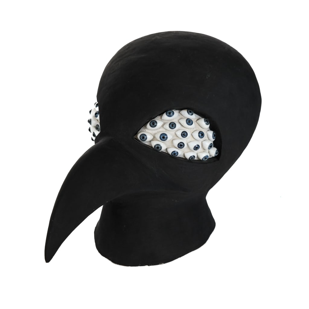 Merle James Edelman Papier Mache And Glass Mask Auction