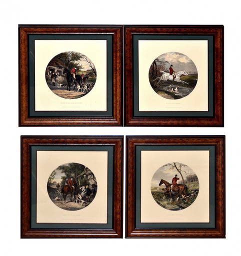 Set Of Four Vintage English Fox Hunting Prints