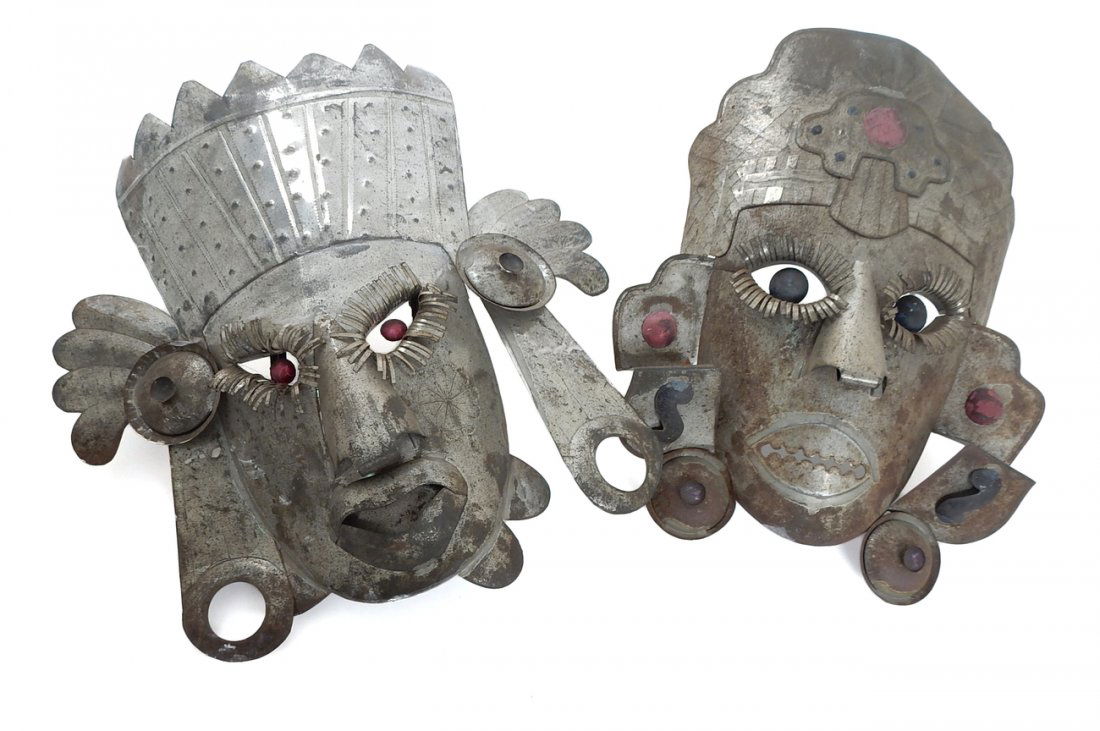 2 Mexican Tin Masks