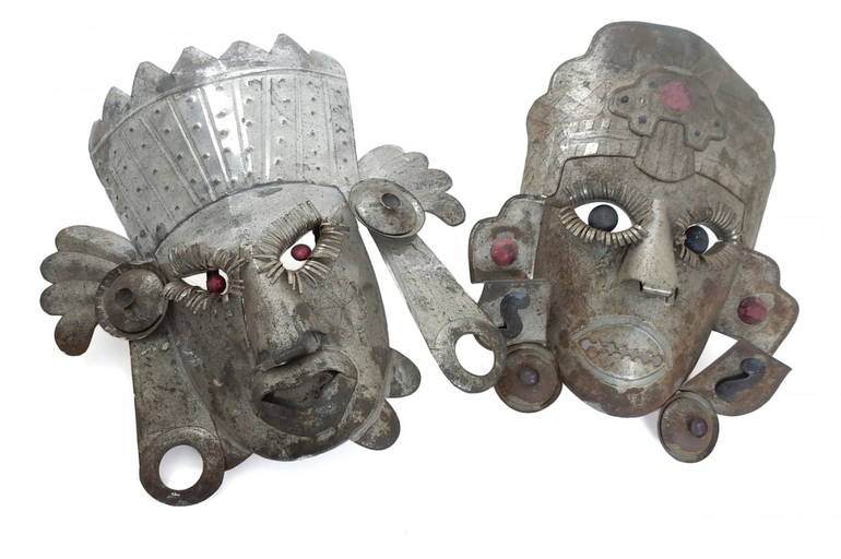 2 Mexican Tin Masks