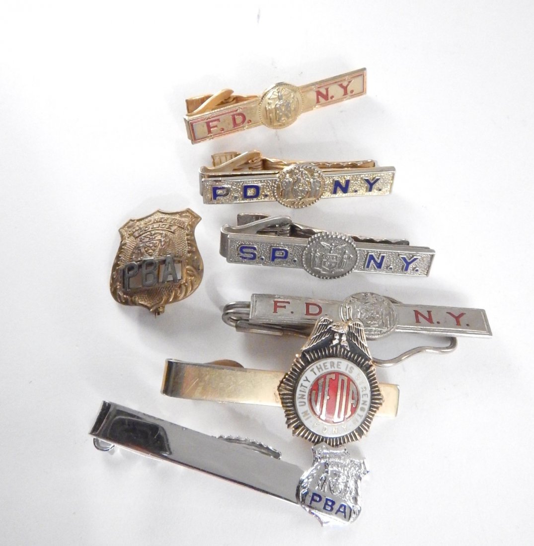 Vintage NYPD and FDNY Tie Bars, 7 Items
