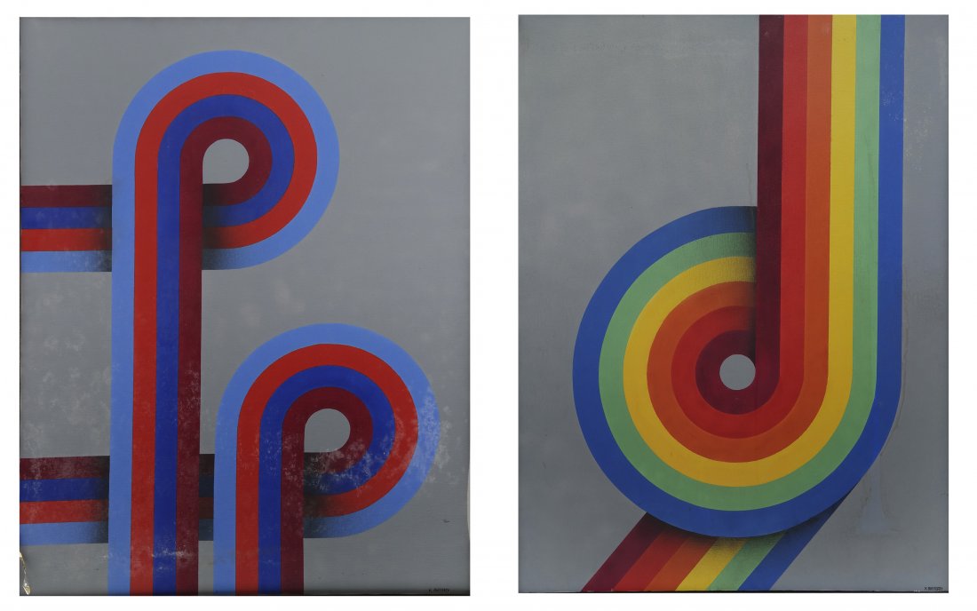 K. Rafferty Abstract, Two Oils on Canvas