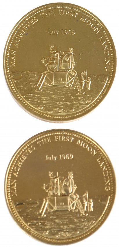 Two U.S. 1969 Apollo XI Gold Medals : Lot 17