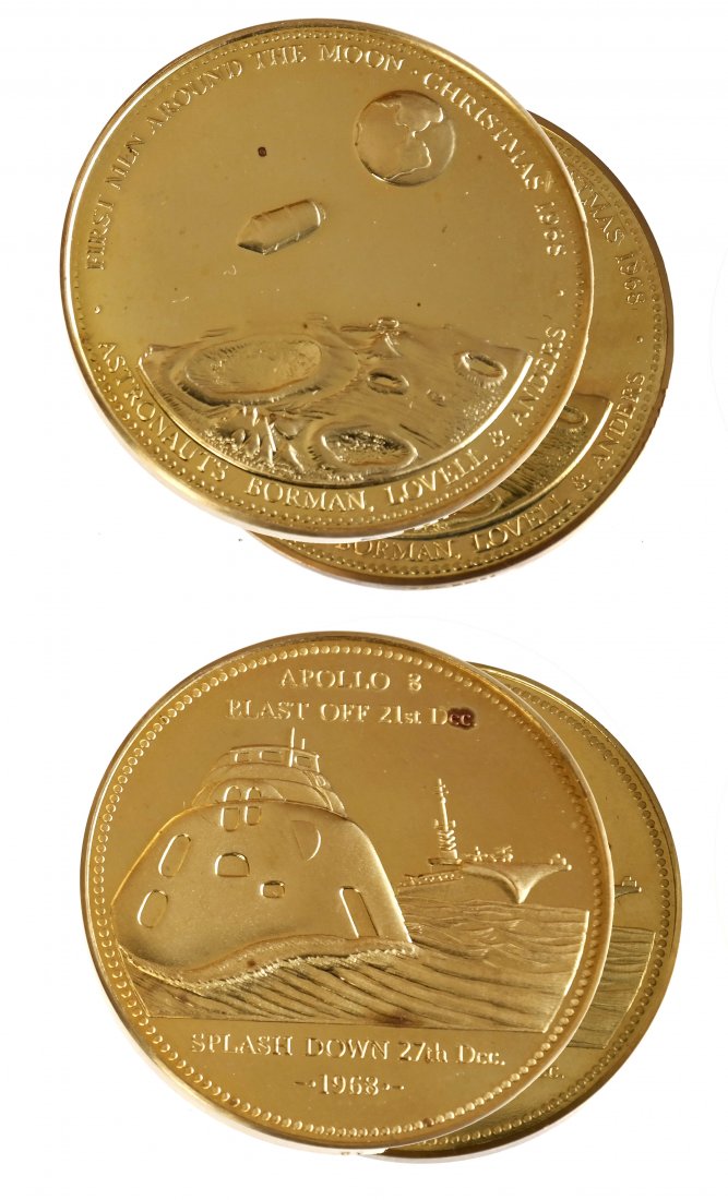 Two U.S. 1968 Apollo VIII Gold Medals