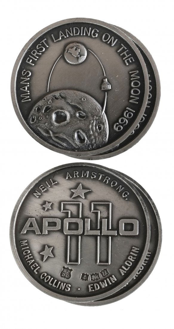 Two U.S. 1969 Apollo XI Silver Medals