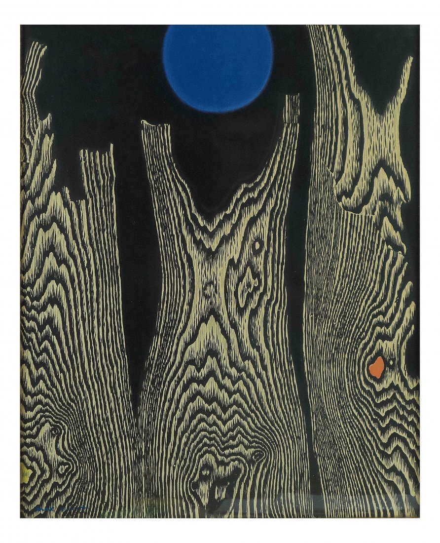 Max Ernst, Lithograph Trees And Moon