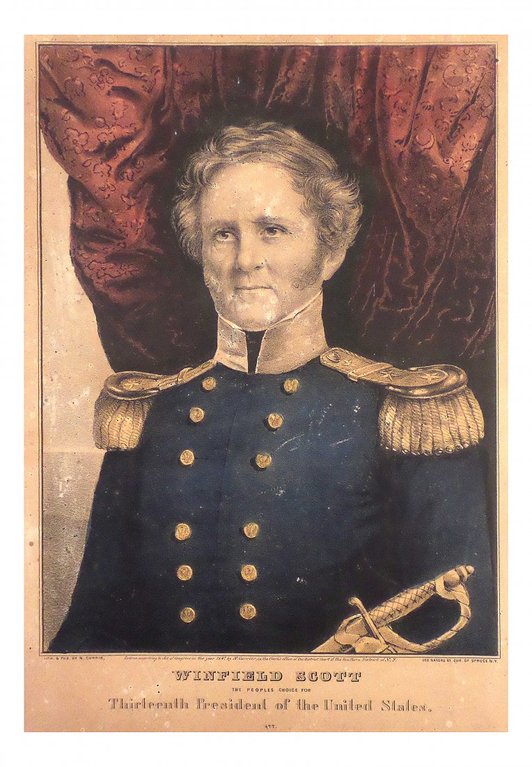 Winfield Scott - 1847 Currier Lithograph Portrait