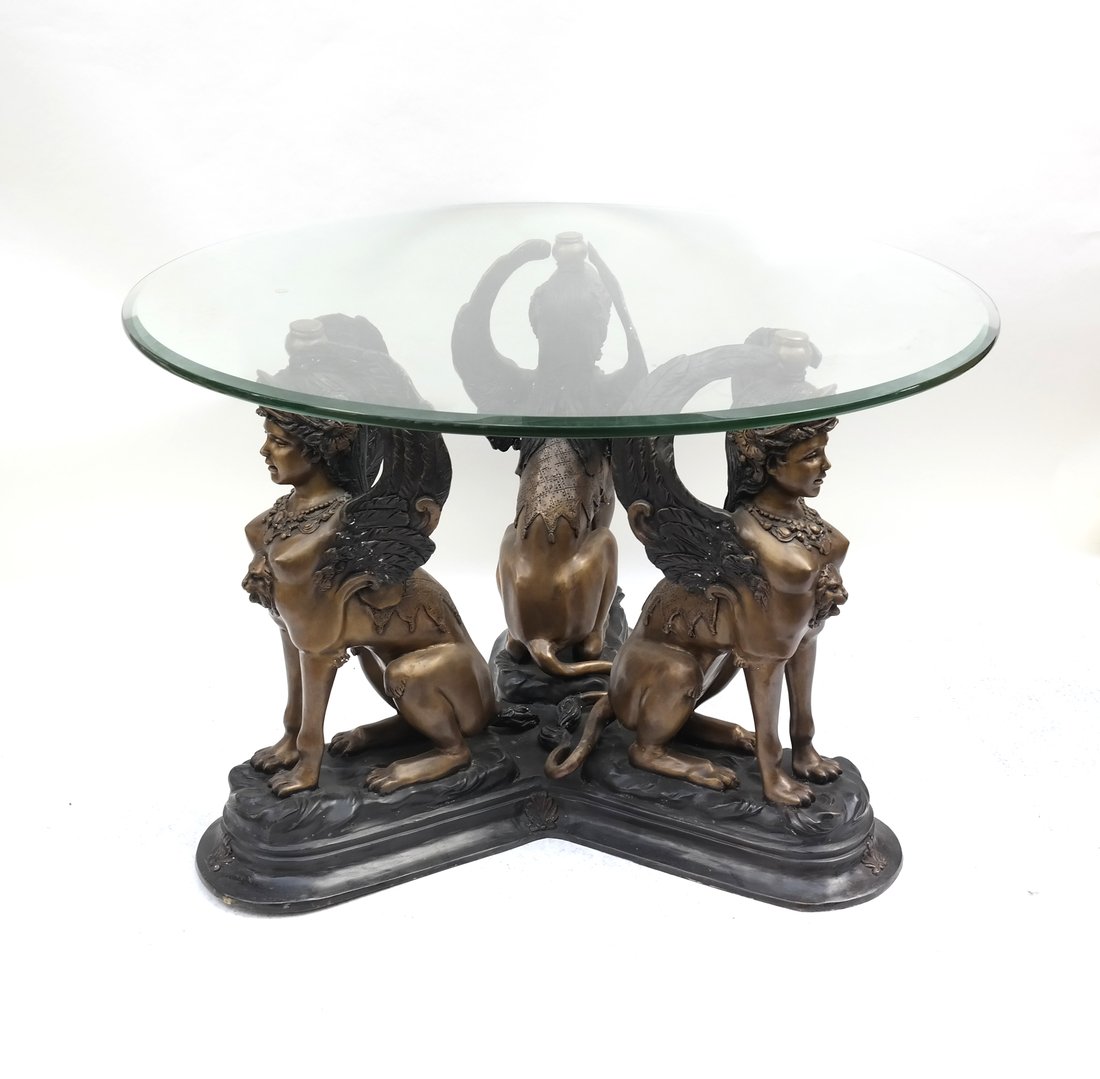 Bronze Sphinx Form Center Table