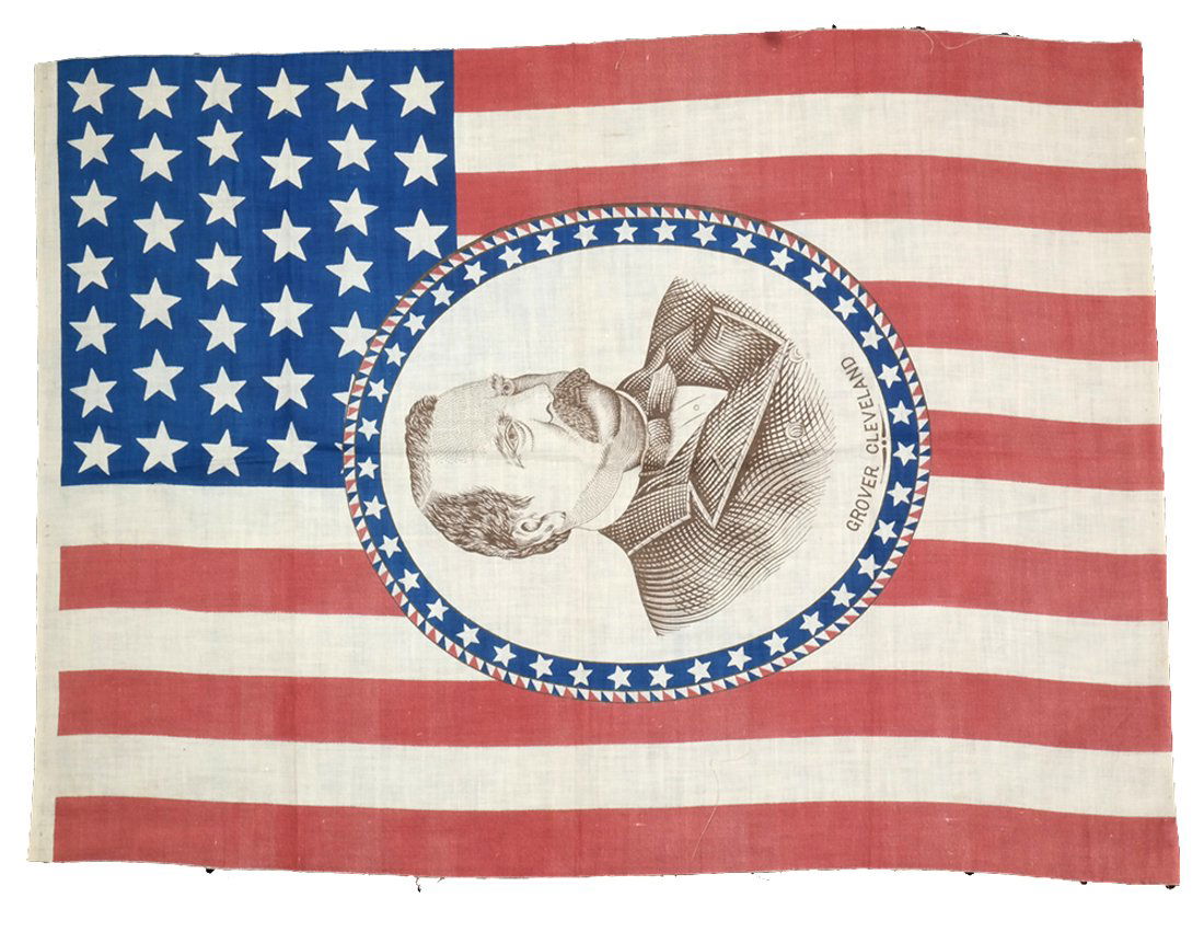 Grover Cleveland 1884 Vertical Portrait Campaign Flag