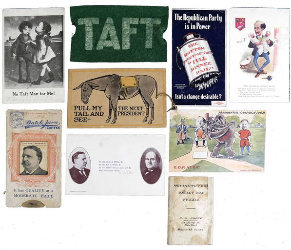 1908 Campaign Novelty, Mechanical, And Postcards.