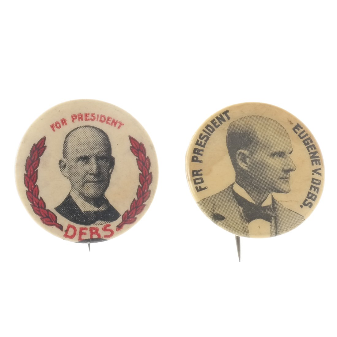 Eugene V. Debs - Two Celluloid Portrait Buttons