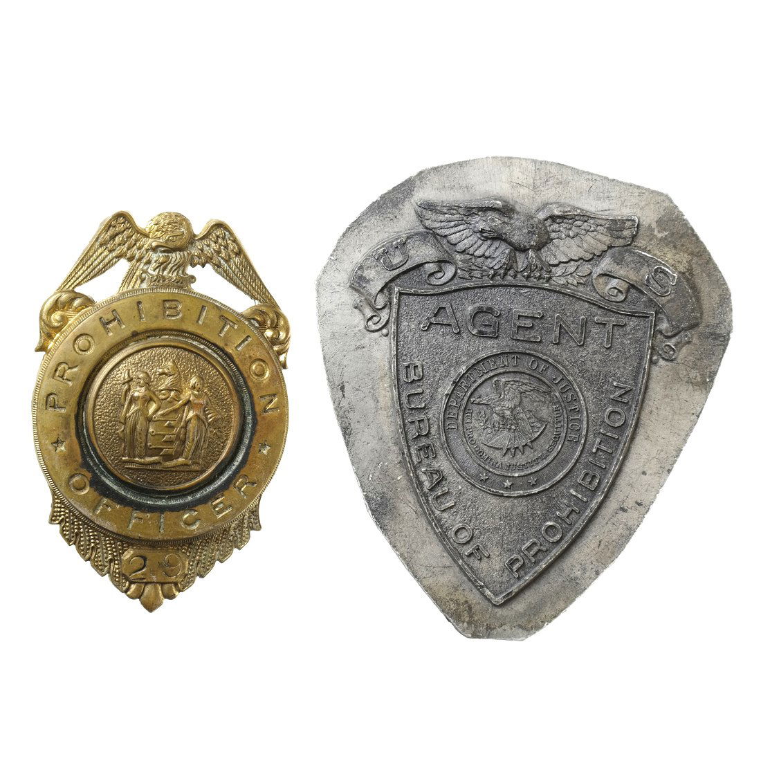 Pair of Prohibition Agent Badges.