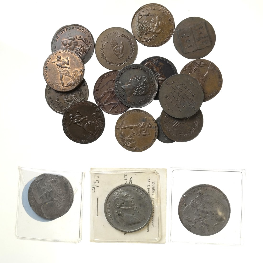 Group of Tom Paine and Thomas Spence British Tokens,