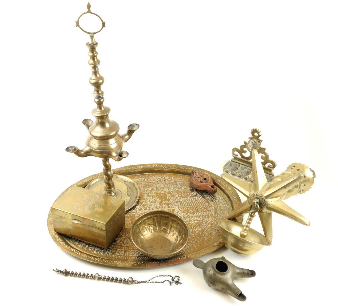 Eight Brass Judaic Items