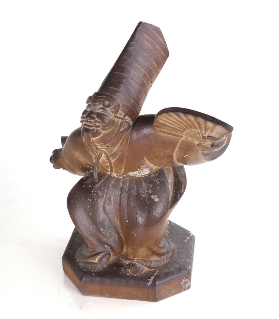 Japanese Carved Wood Ceremonial Figure
