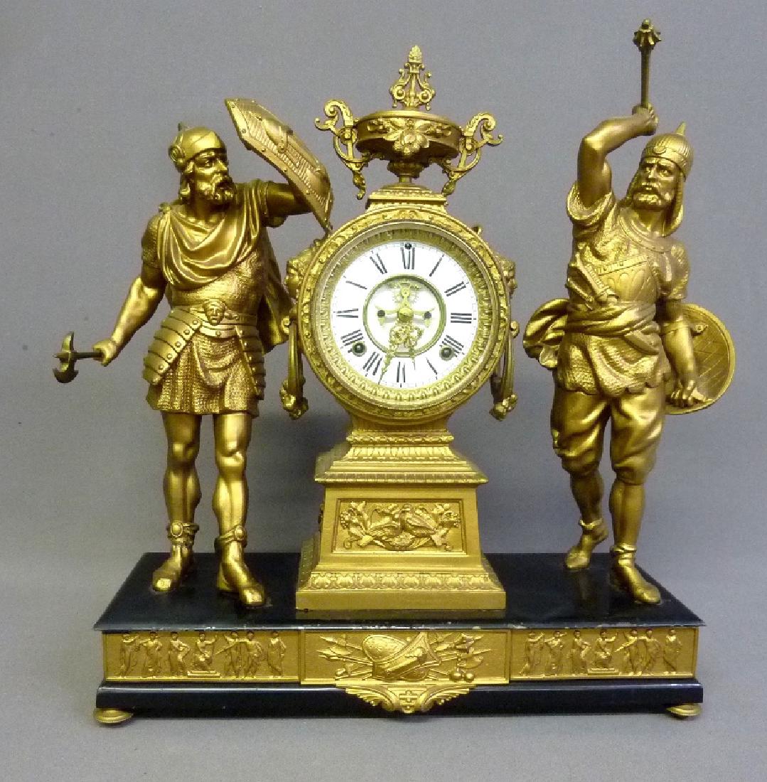 Signed Ansonia Double Statue Clock (Combatants) Cleaned