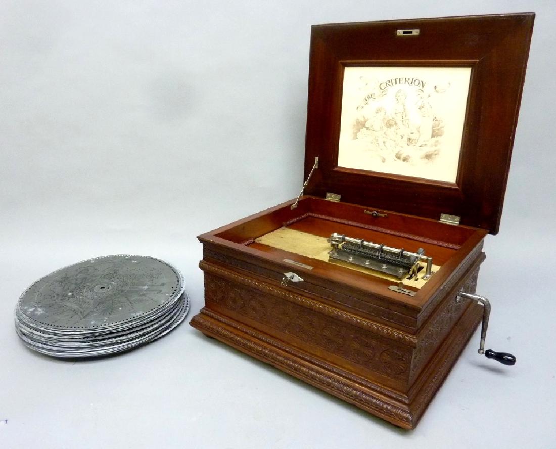 Criterion Carved Mahogany Disc Music Box circa.1900,