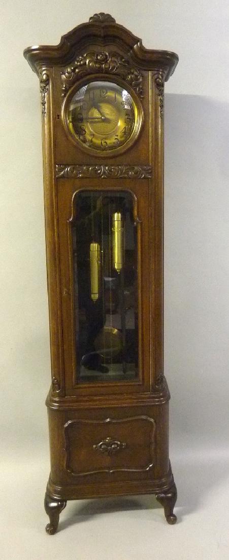 Circa 1920 S Floral Carved Oak Grandfather Clock W