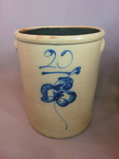 1870's Red Wing Salt Glaze 20 Gal Crock Decorated Butterfly Design ...
