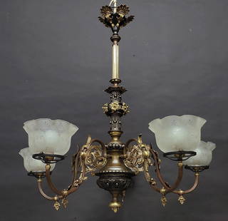Circa 1850's Figural 6 Arm Gas Chandelier / Gasolier Attributed To ...