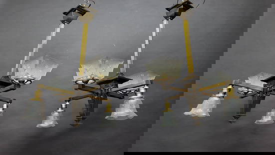 Circa 1850's Figural 6 Arm Gas Chandelier / Gasolier Attributed To ...