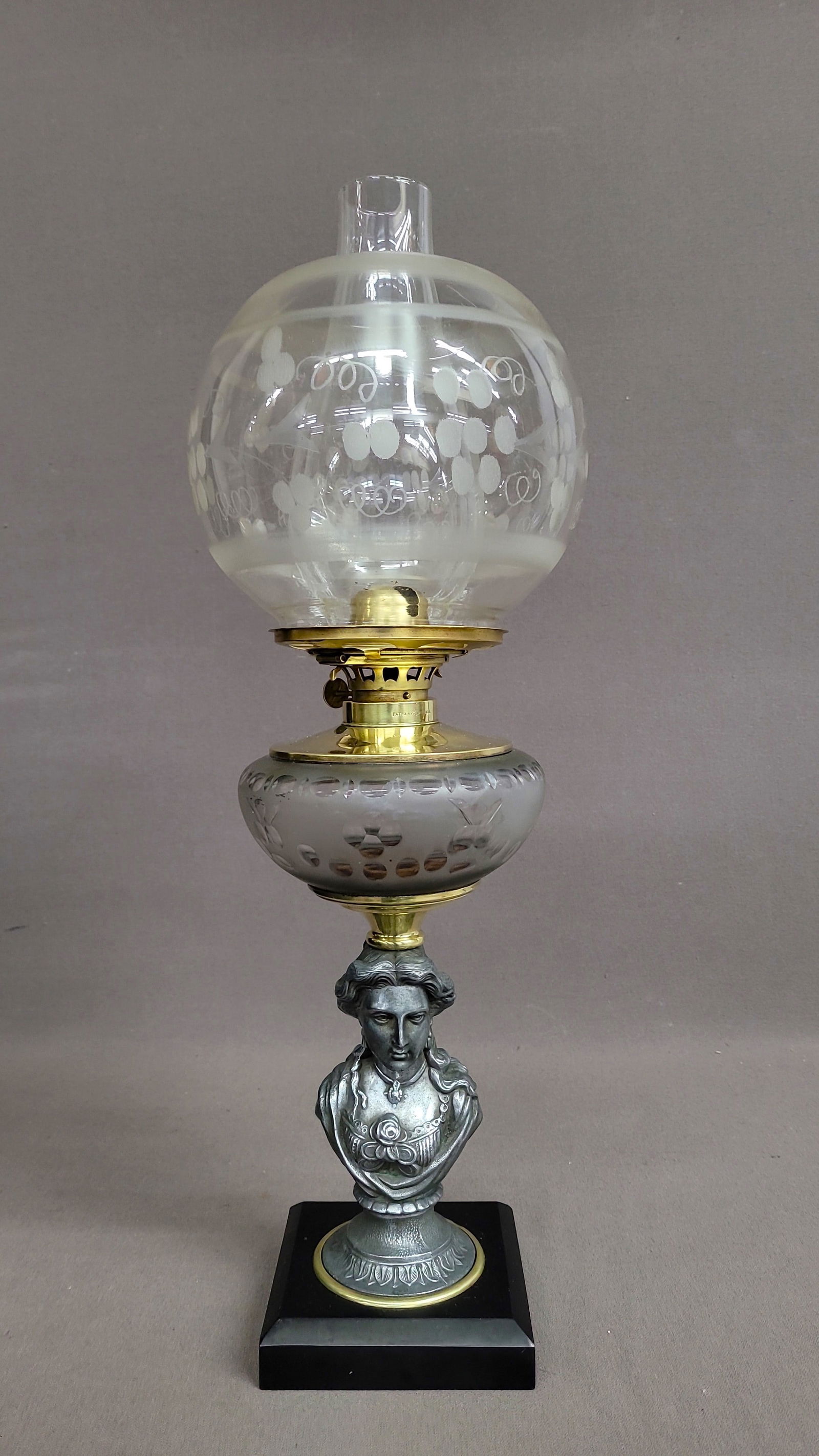 Dated 1876 Early Bradley & Hubbard Oil Lamp With Woman Figural Base ...