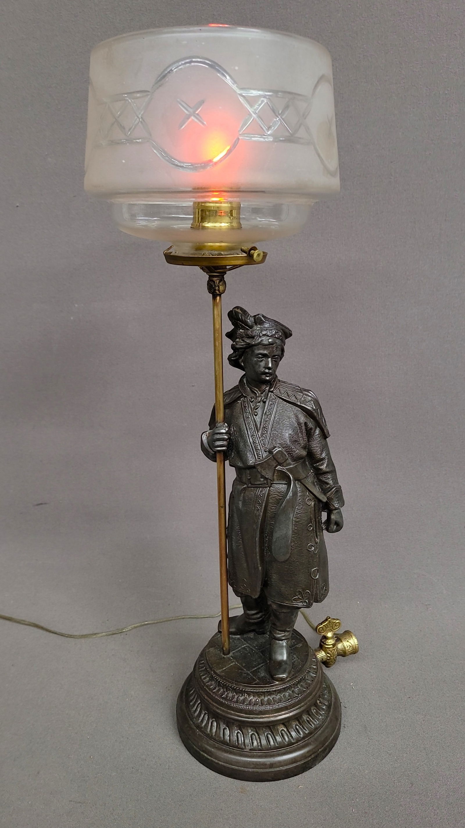 Circa 1870's Figural Gas Table Lamp (now Electrified) With Period ...