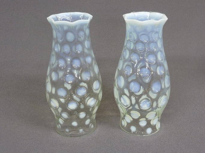 Wonderful Pair Of Opalescent Coin Spot Lamp Chimmn