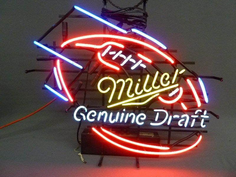 Miller Genuine Draft Football Shaped Neon Beer Sign