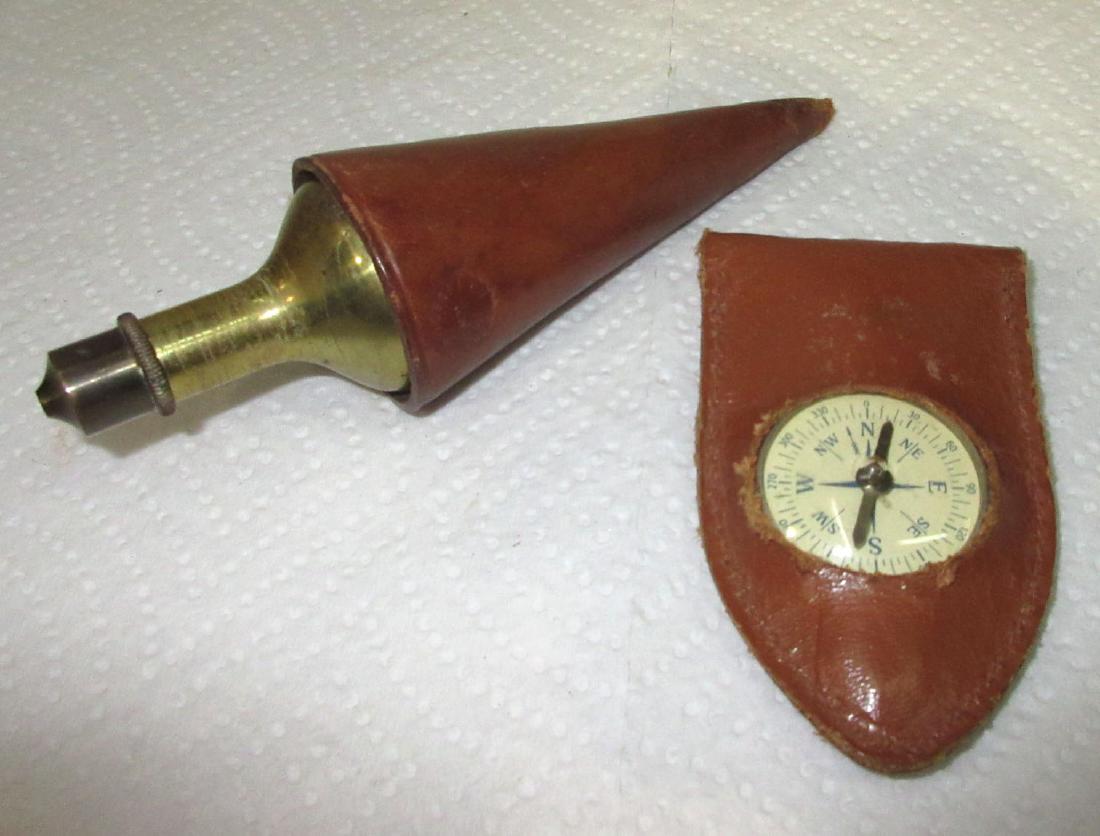 Brass Plumb Bob & Compass Leather Cases