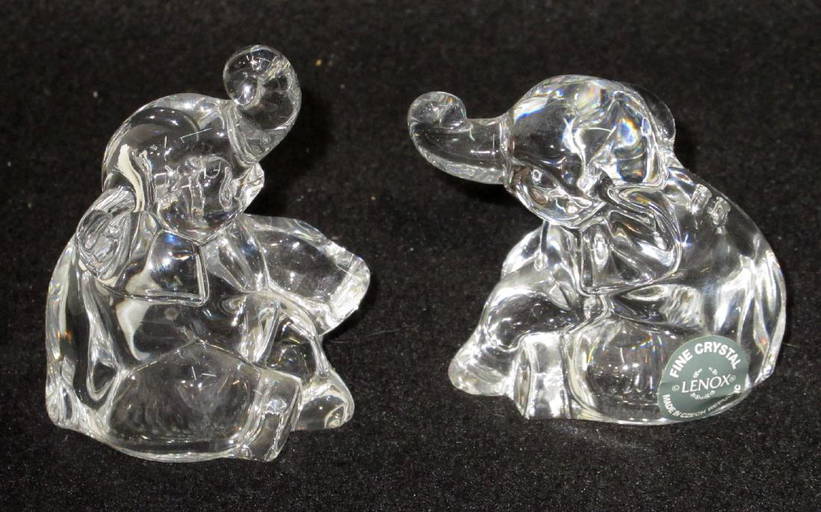 2 Glass Lenox Elephants