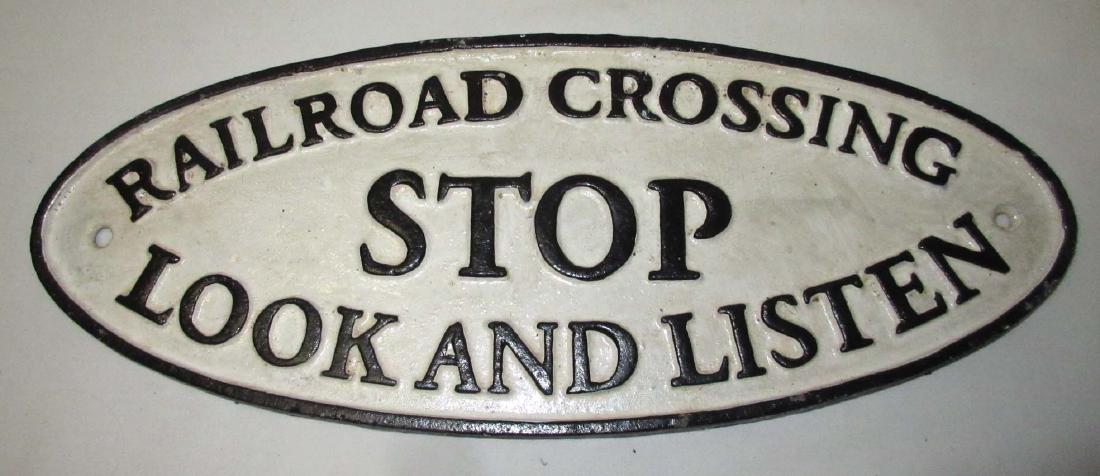 Cast Iron Modern Railroad Crossing Sign