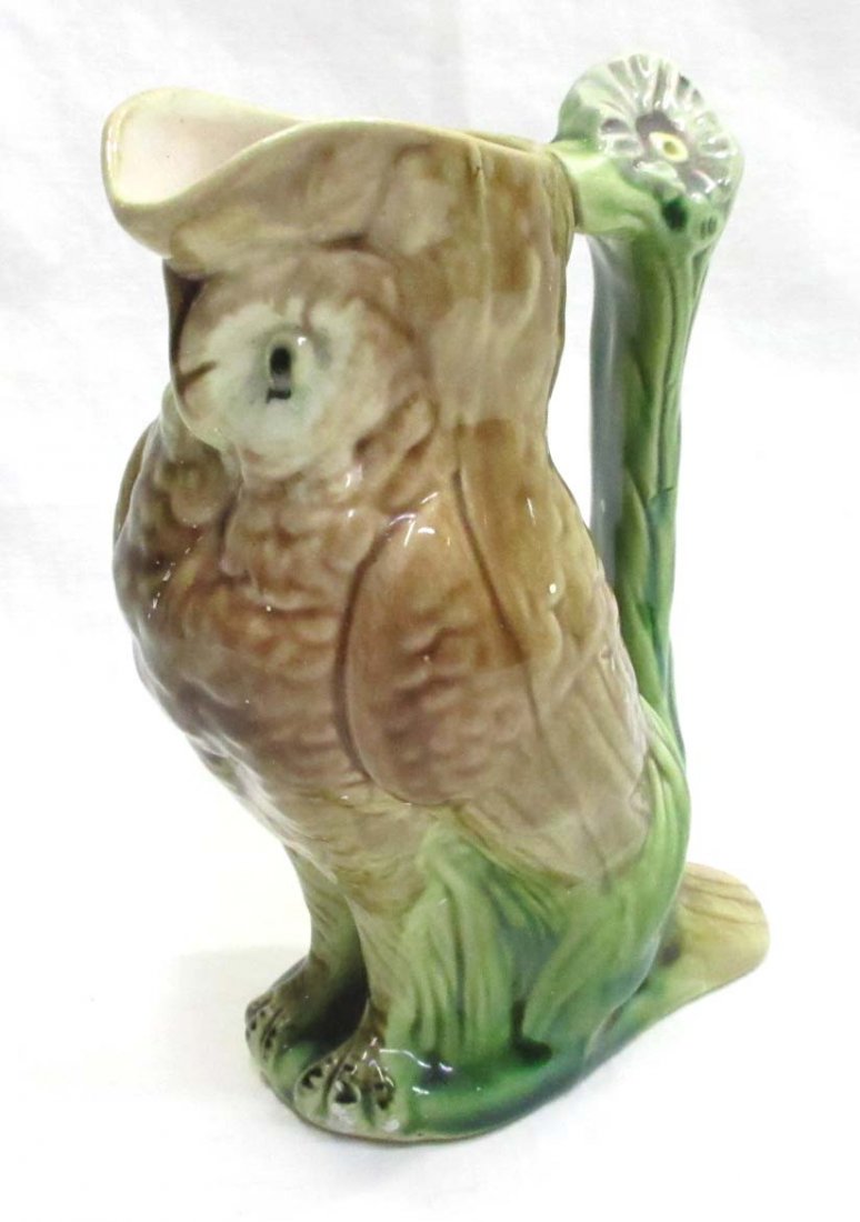 English Majolica Owl Pitcher