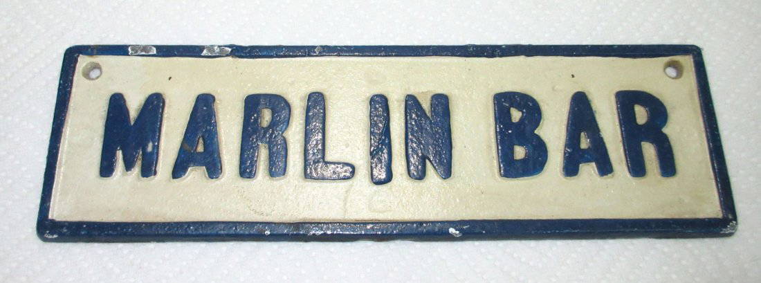 Cast Iron Sign " Marlin Bar"